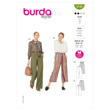 BUR6148 | Burda Style Sewing Pattern Misses' Trousers & Pants | Burda Style