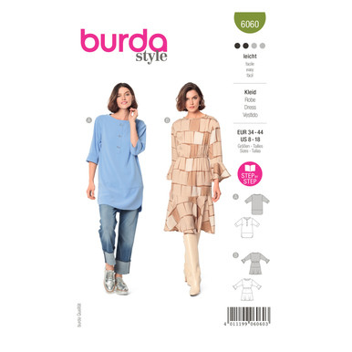 BUR6060 | Burda Style Sewing Pattern Misses' Tunic Top with Bands and ...