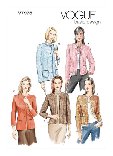 V7975 | Misses'/Misses' Petite Collarless Jackets | Vogue Patterns