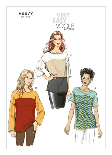 V8877 | Misses' Colorblock Tops | Vogue Patterns