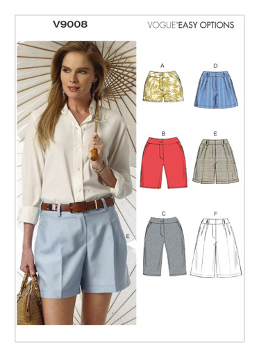 V9008 | Misses' Pleated or Flat-Front Shorts | Vogue Patterns