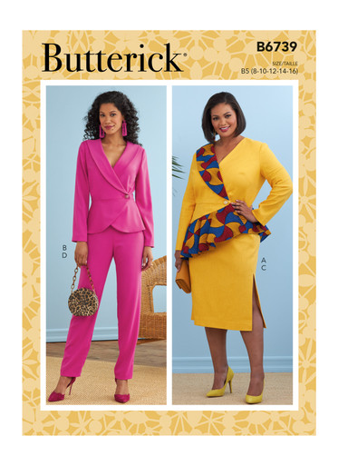 B6739 (PDF) | Misses' Jacket, Dress, Top, Skirt & Pants | Butterick ...