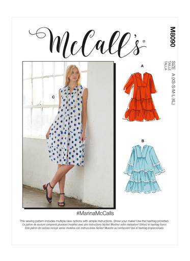 M8090 (PDF) | Misses' Dresses & Belt | McCall's Patterns