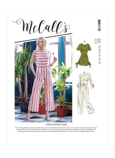 M8119 (PDF) | Misses' Romper, Jumpsuits & Belt | McCall's Patterns