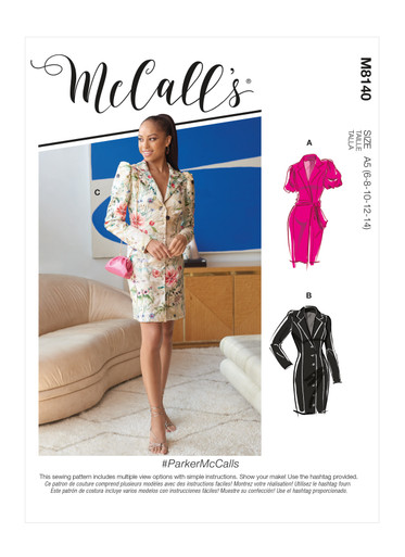 M8140 (PDF) | Misses' Dresses & Belt | McCall's Patterns