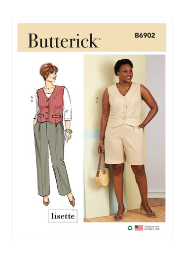 B6902 | Women's Vest, Pants and Shorts | Butterick Patterns