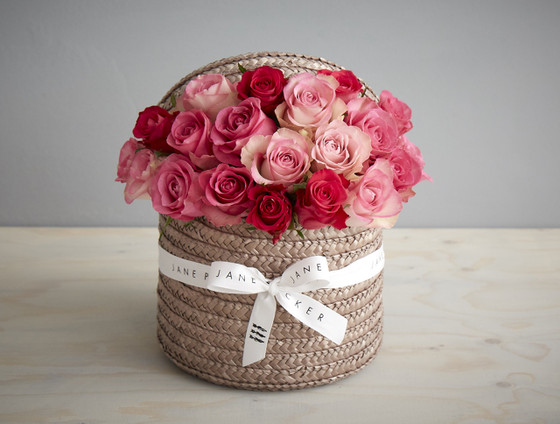 Jane Packer Delivered Grey Hatbox with Pink Roses