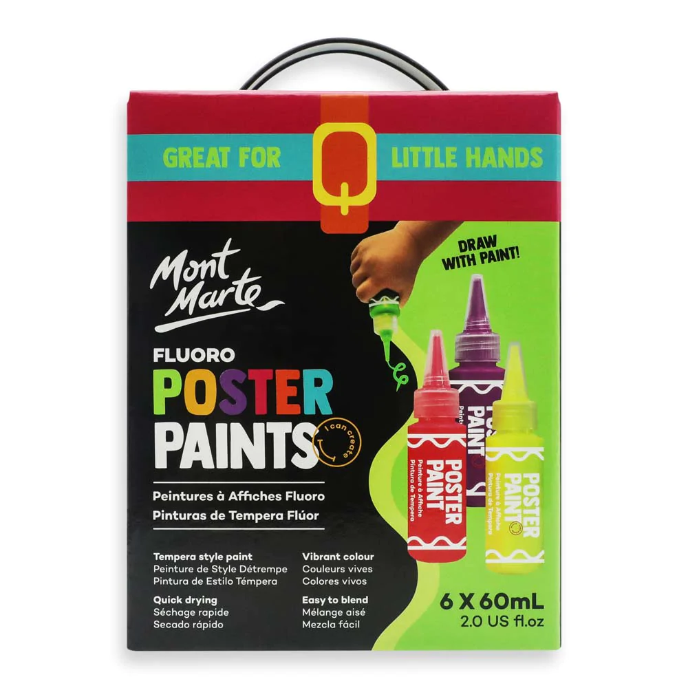 Mont Marte - Fluoro Poster Paint Set 6 Pack 60ml - Sensory Oasis for Kids