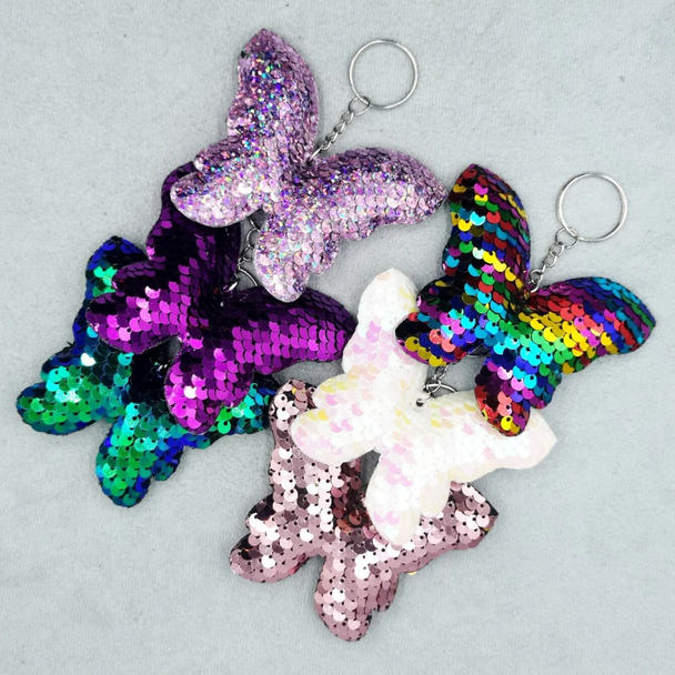 Sequin Butterfly Keychain
