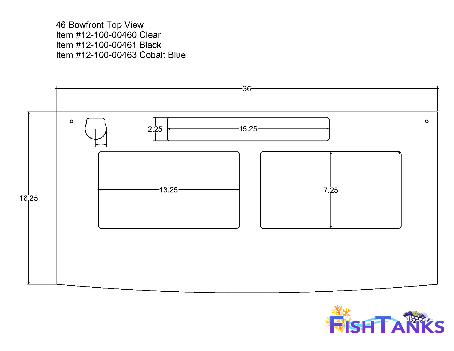 SeaClear 46-Gallon 36"Lx16.25"Wx20"H Bow Front Acrylic Fish Tank 10-100 ...