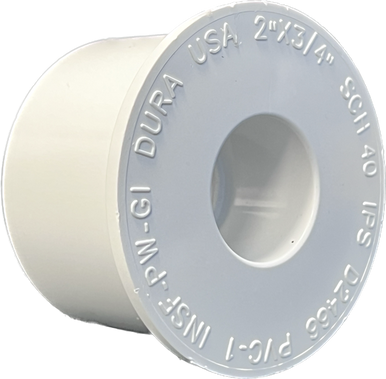 PVC Reducer Bushing 2" x 3/4" SxS WHITE