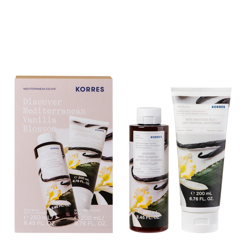 Korres Mediterranean Vanilla Blossom Shower Gel & Body Milk Set | Bath ...