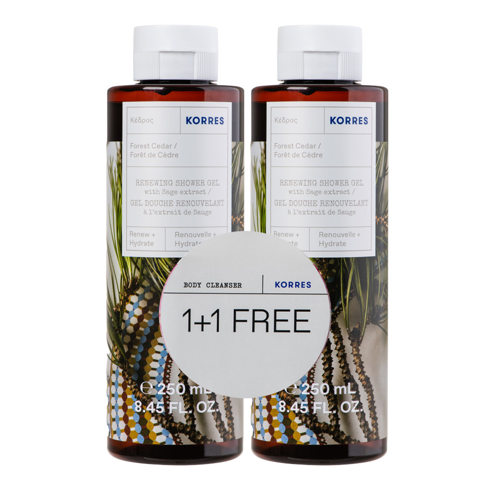 Korres Forest Cedar Shower Gel 1+1 | Bath & Unwind | Official Stockist