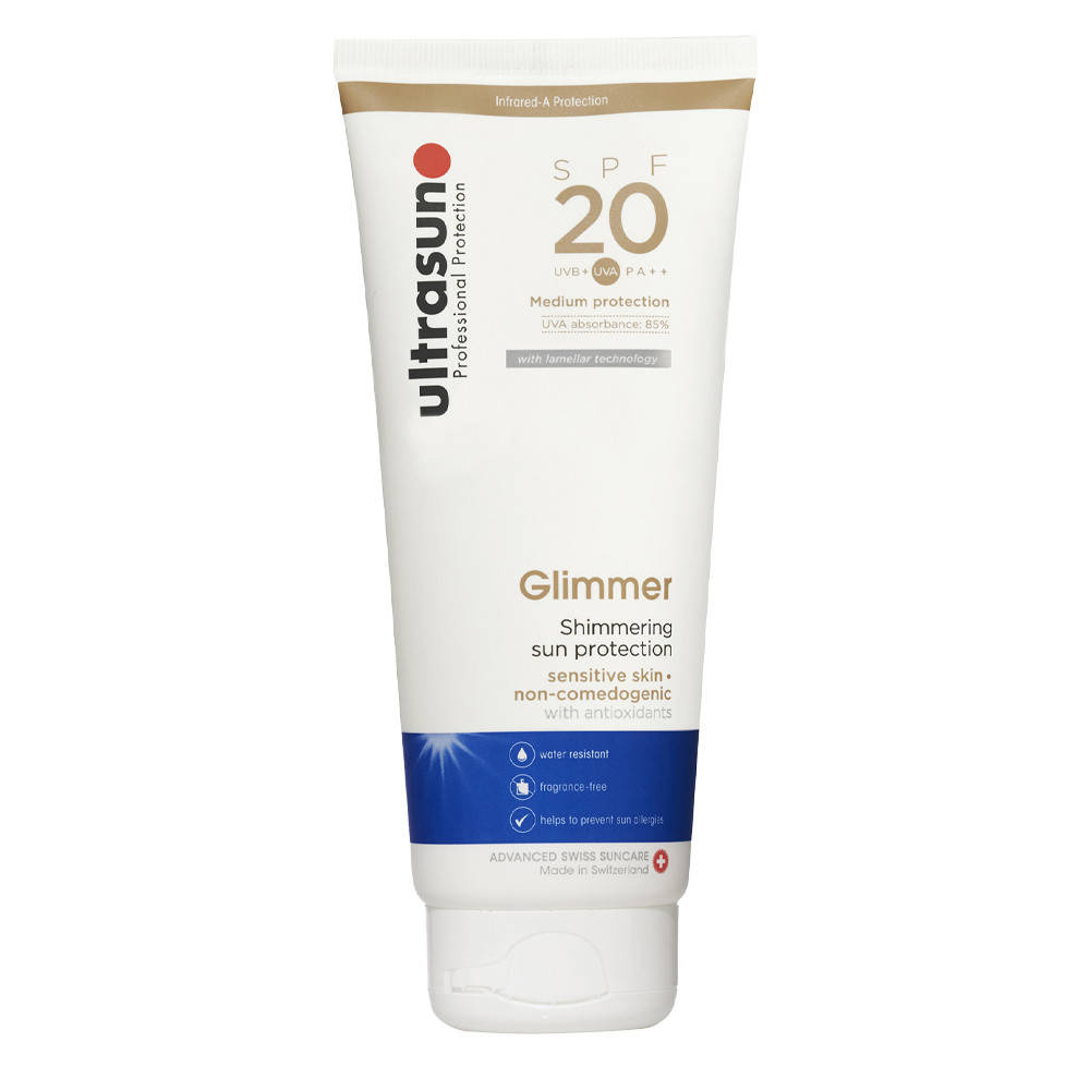 Ultrasun Glimmer SPF20 200ml | Bath & Unwind | Official Stockist
