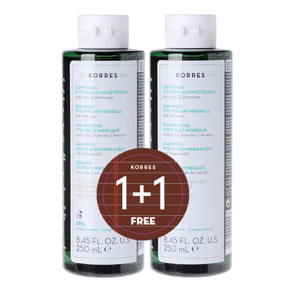 Korres Cystine & Minerals Shampoo For Men Anti Hair Loss 2 x 250ml ...