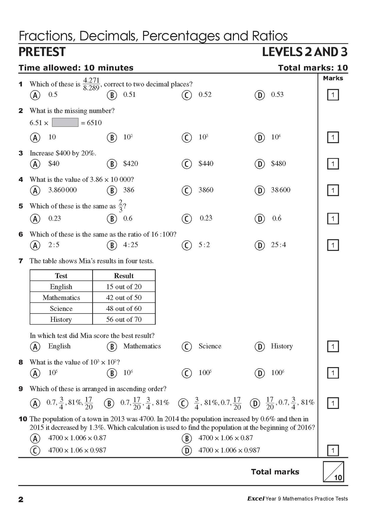 Excel Year 9 Mathematics Practice Tests | Pascal Press