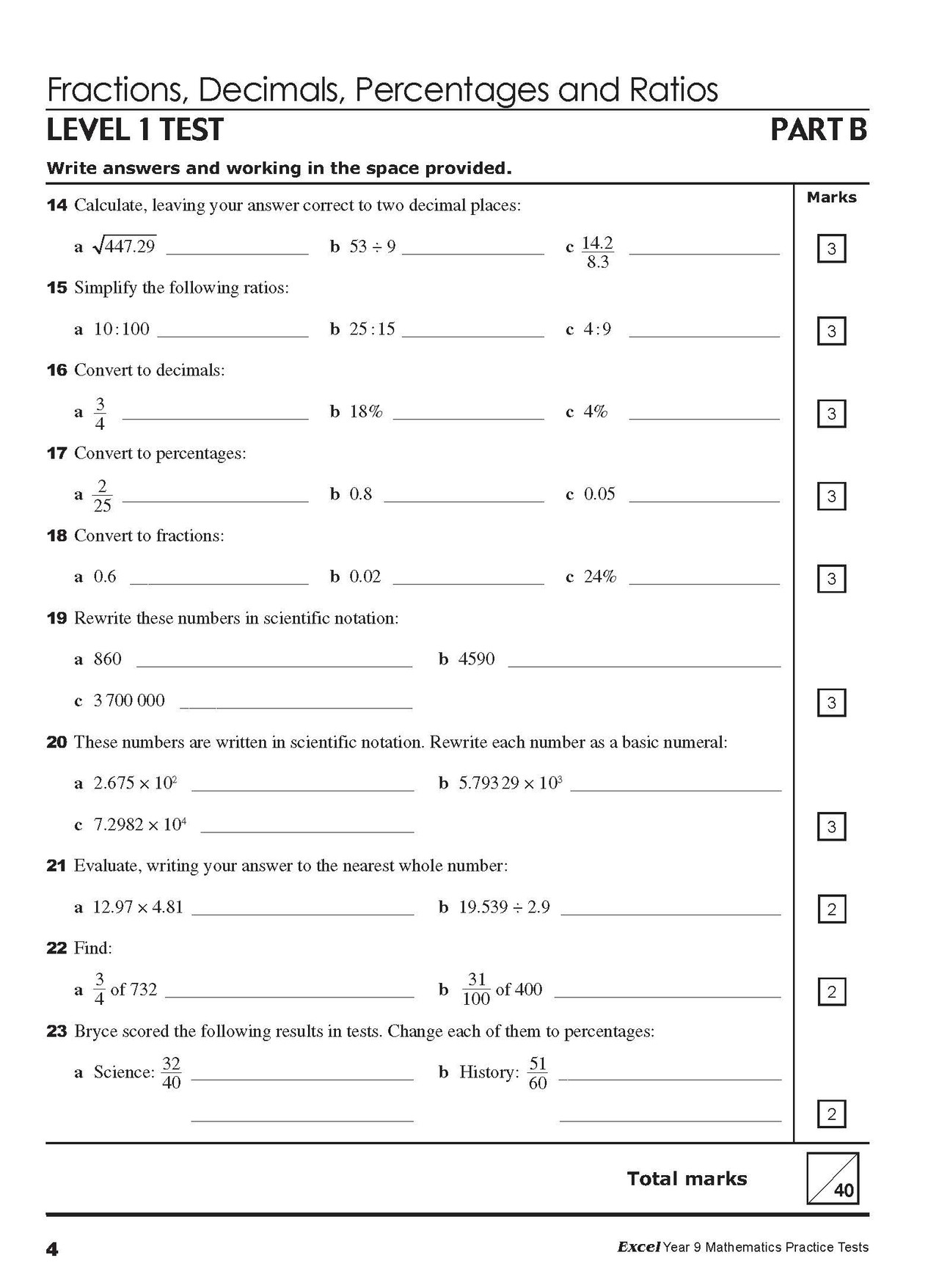 Excel Year 9 Mathematics Practice Tests | Pascal Press