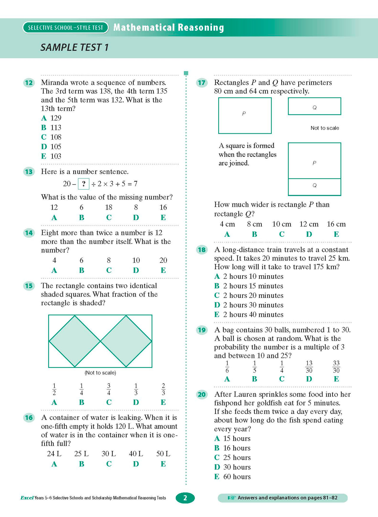 Excel Years 5–6 Selective Schools and Scholarship Mathematical ...