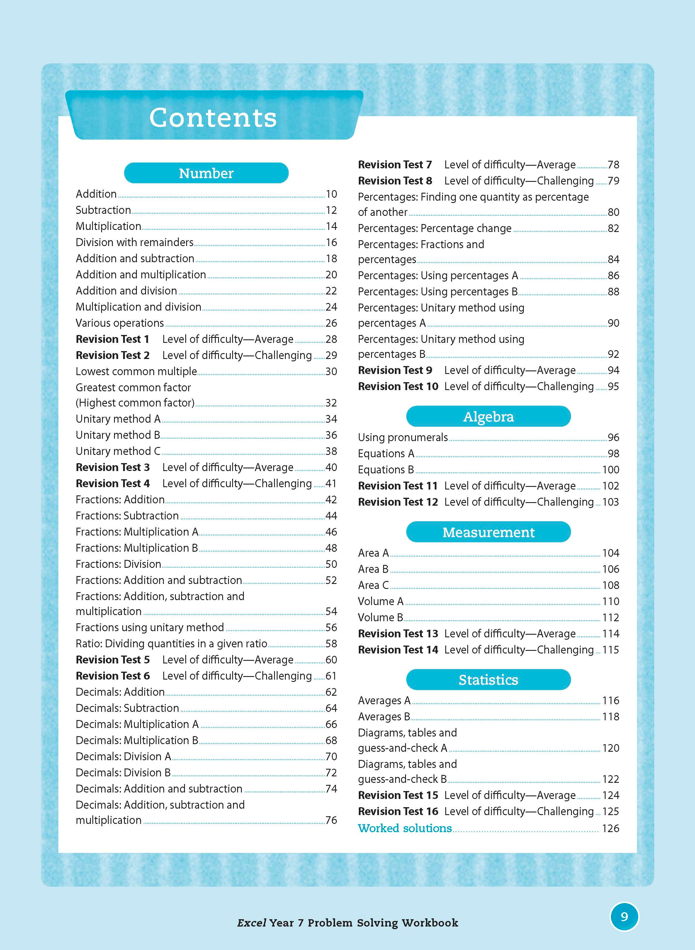 Excel Essential Skills Problem Solving Workbook Year 7 | Pascal Press