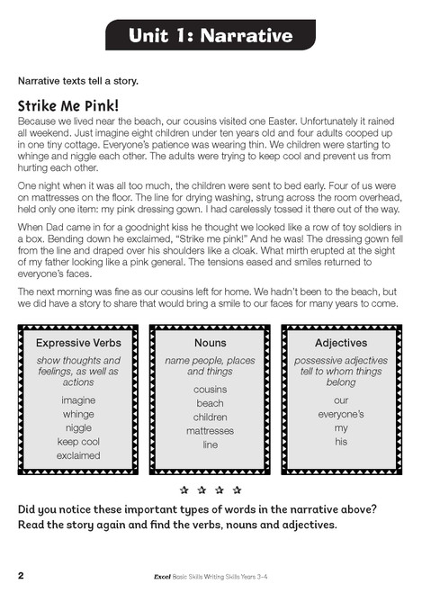 Excel Basic Skills Writing Skills Years 3Ã¢â‚¬â€œ4 | Pascal Press