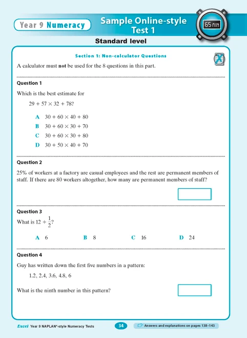 Excel Year 9 NAPLAN*-style Numeracy Tests | Pascal Press