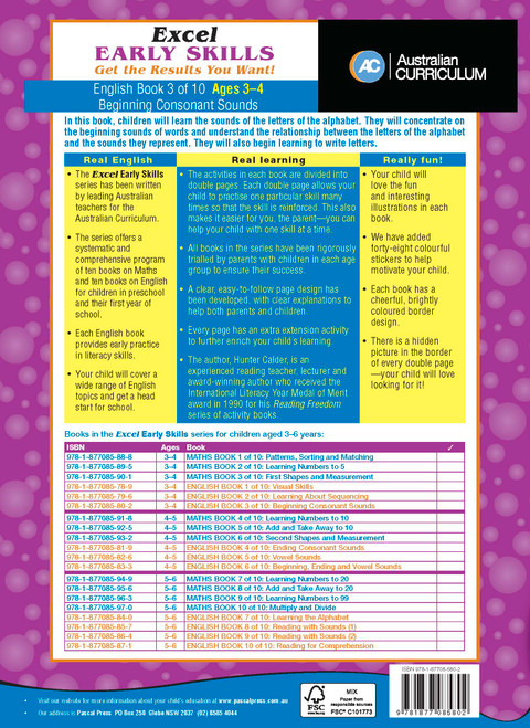 Excel Early Skills English Book 3 Beginning Consonant Sounds Ages 3-4 ...