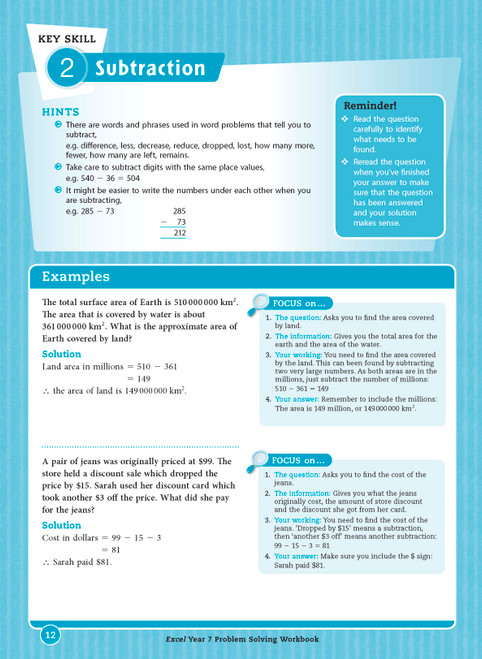 Excel Essential Skills Problem Solving Workbook Year 7 | Pascal Press
