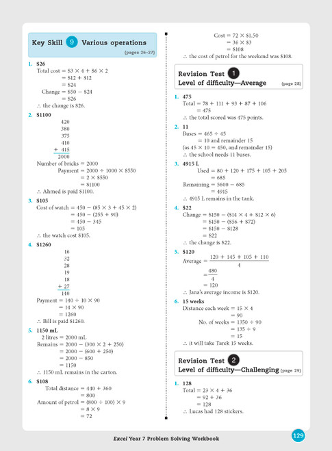 Excel Essential Skills Problem Solving Workbook Year 7 | Pascal Press