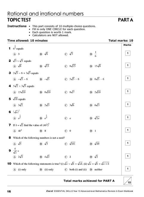 Excel Essential Skills Year 10 Advanced Mathematics Revision & Exam ...