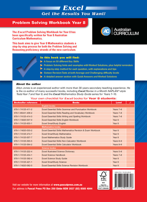Excel Essential Skills - Problem Solving Workbook Year 8 | Pascal Press