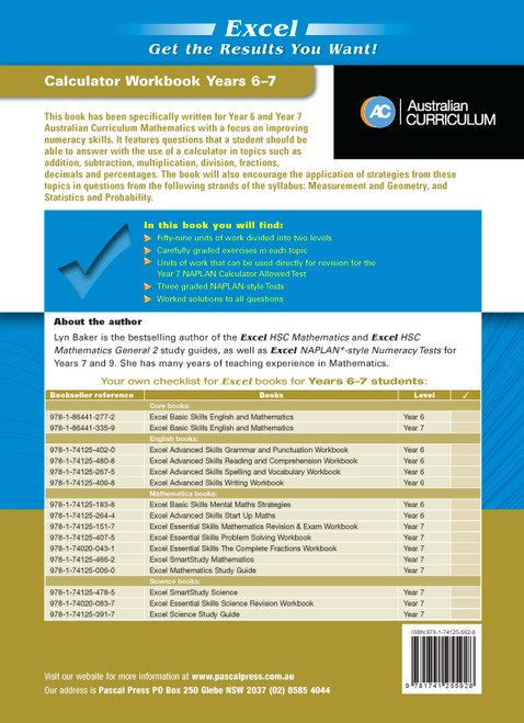 Excel Essential Skills Calculator Workbook Years 6-7 | Pascal Press