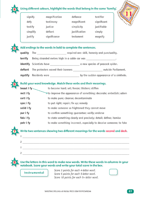 Targeting Spelling Activity Book 6 | Pascal Press