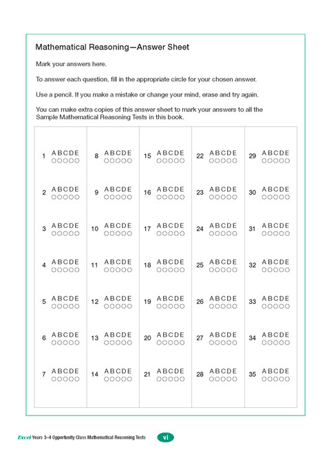 Excel Opportunity Class Mathematical Reasoning Tests Years 3–4 | Pascal ...
