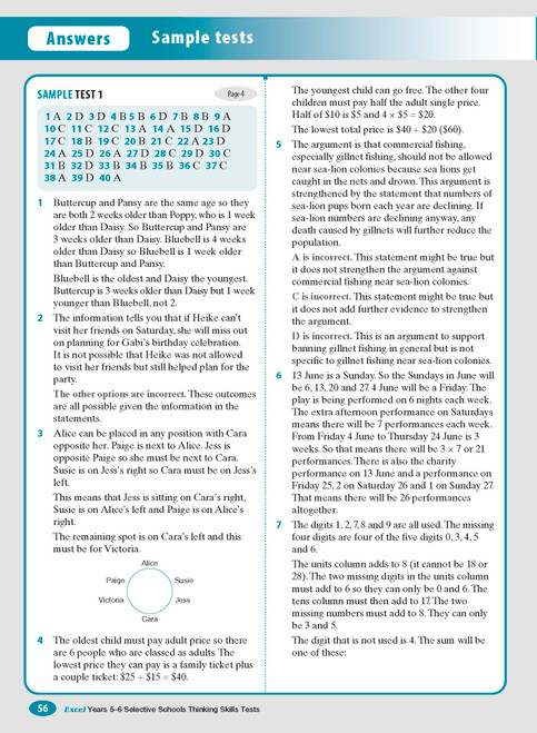 Excel Selective Schools Thinking Skills Tests Years 5-6 | Pascal Press