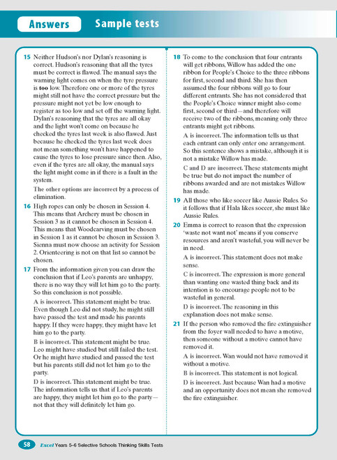 Excel Selective Schools Thinking Skills Tests Years 5-6 | Pascal Press