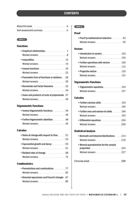 Excel HSC Maths Extension 1 Book Pack