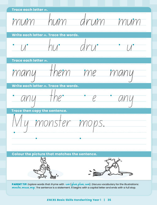 Excel Basic Skills Handwriting Year 1