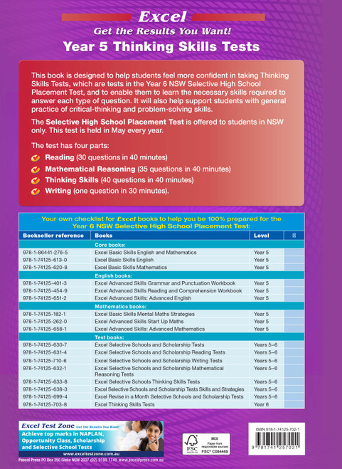 Excel Test Skills - Thinking Skills Tests Year 5 | Pascal Press