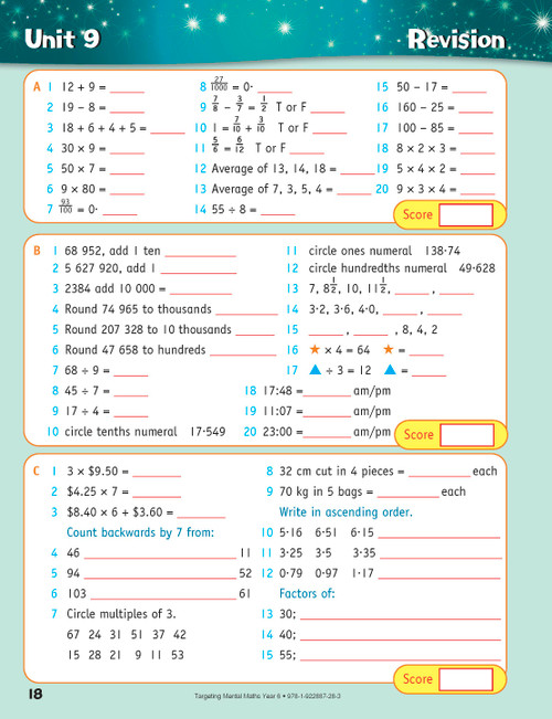 Targeting Mental Maths Year 6 2023 Curriculum Edition | Pascal Press