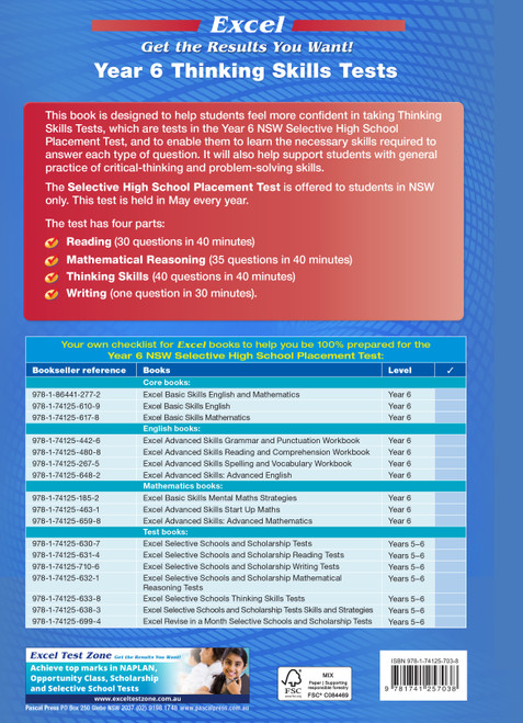 Excel Test Skills - Thinking Skills Tests Year 6 | Pascal Press