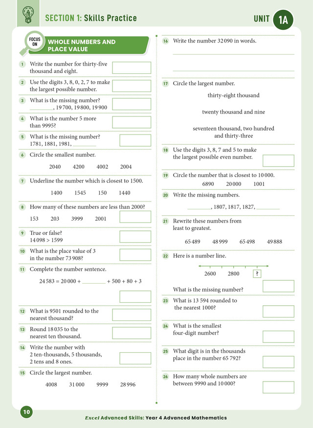 Excel Advanced Skills - Advanced Mathematics Workbook Year 4 | Pascal Press