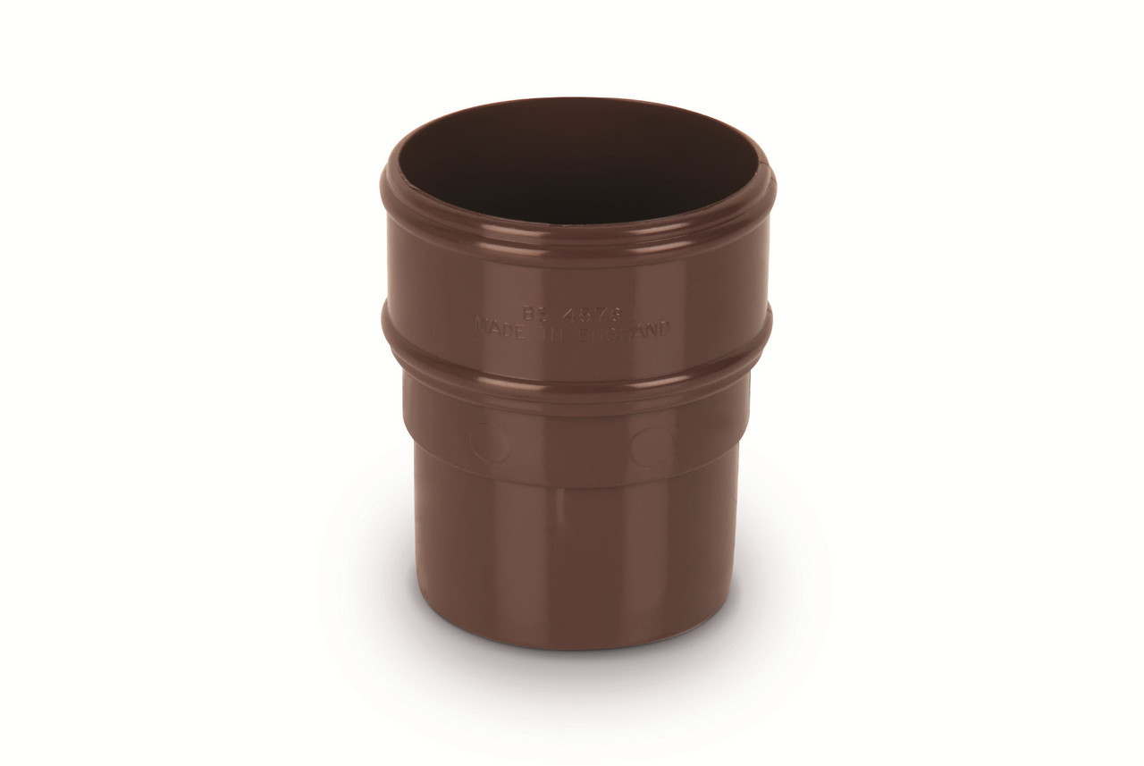 Eurocell - Gutter Round Drainpipe Socket 68mm Brown