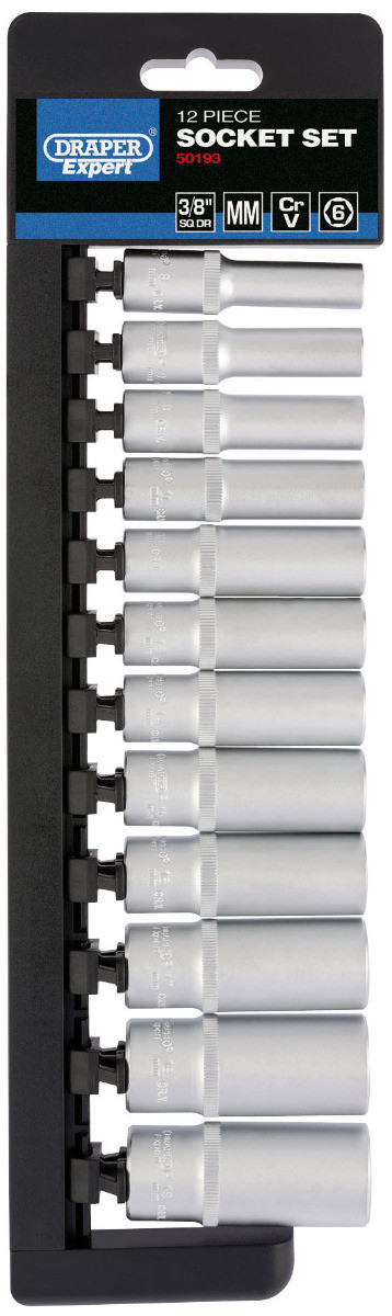 Draper - 3/8" Sq. Dr. Metric Deep Socket Set (12 Piece)