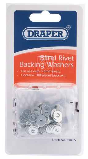 Draper - 100 x 4mm Rivet Backing Washers