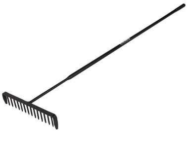 Roughneck Tarmac Rake 16 Round Teeth - Tubular Steel Shaft Handled