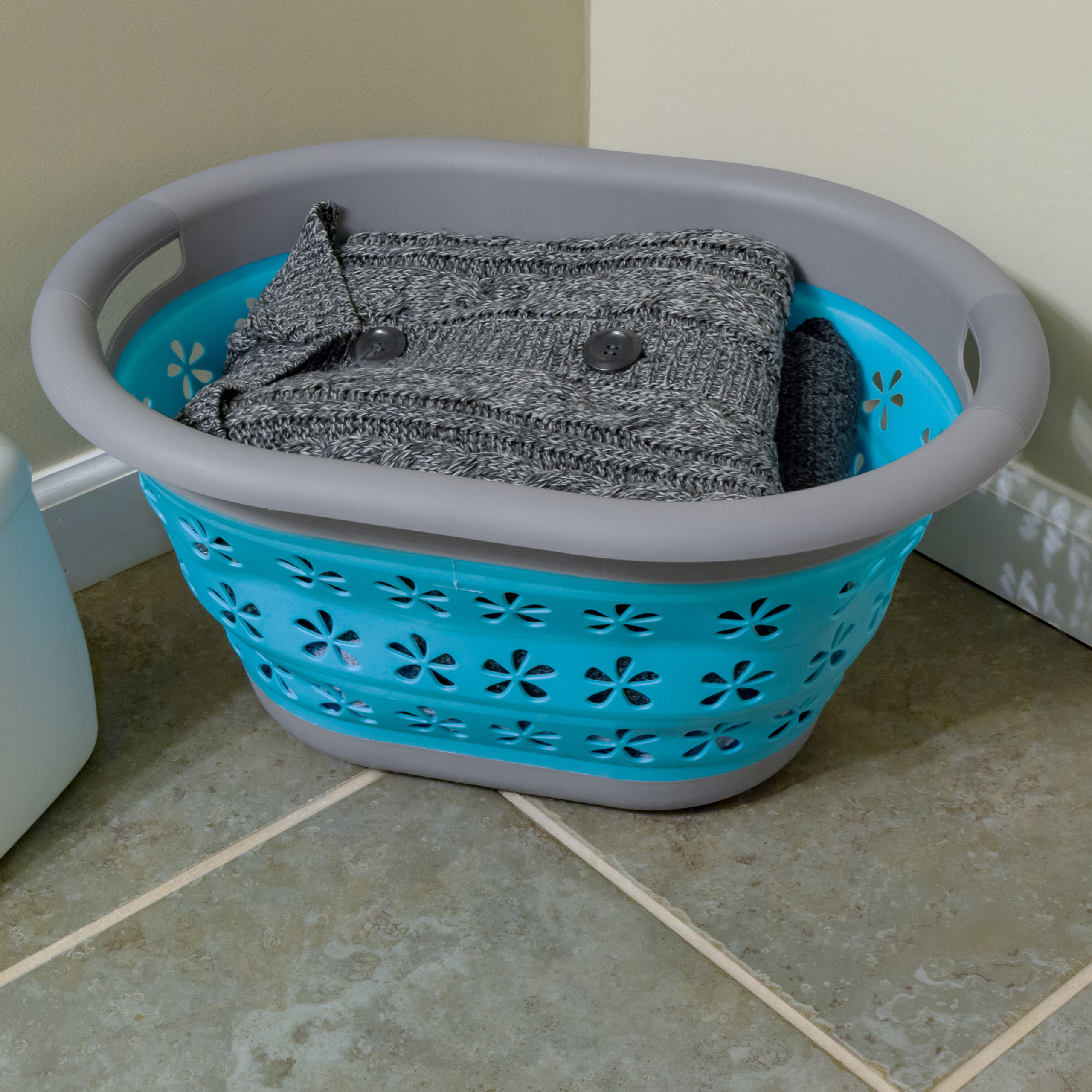 Camco RV Small Collapsible Utility Basket - Gray/Blue - Camco Outdoors ...