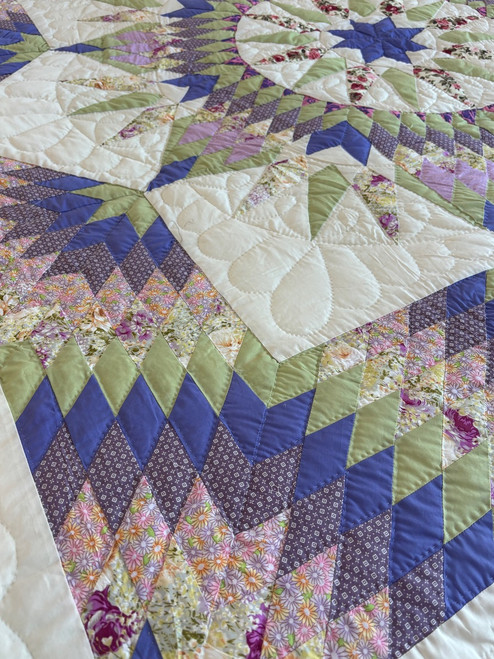 Central Split Compass Star Patchwork Amish Quilt 105x118