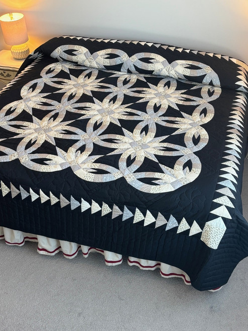 Star Wedding Ring Amish Quilt 102x116
