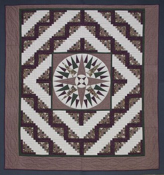 Mariners Compass Log Cabin Amish Quilt - NO LONGER AVAILABLE - AmishQuilter