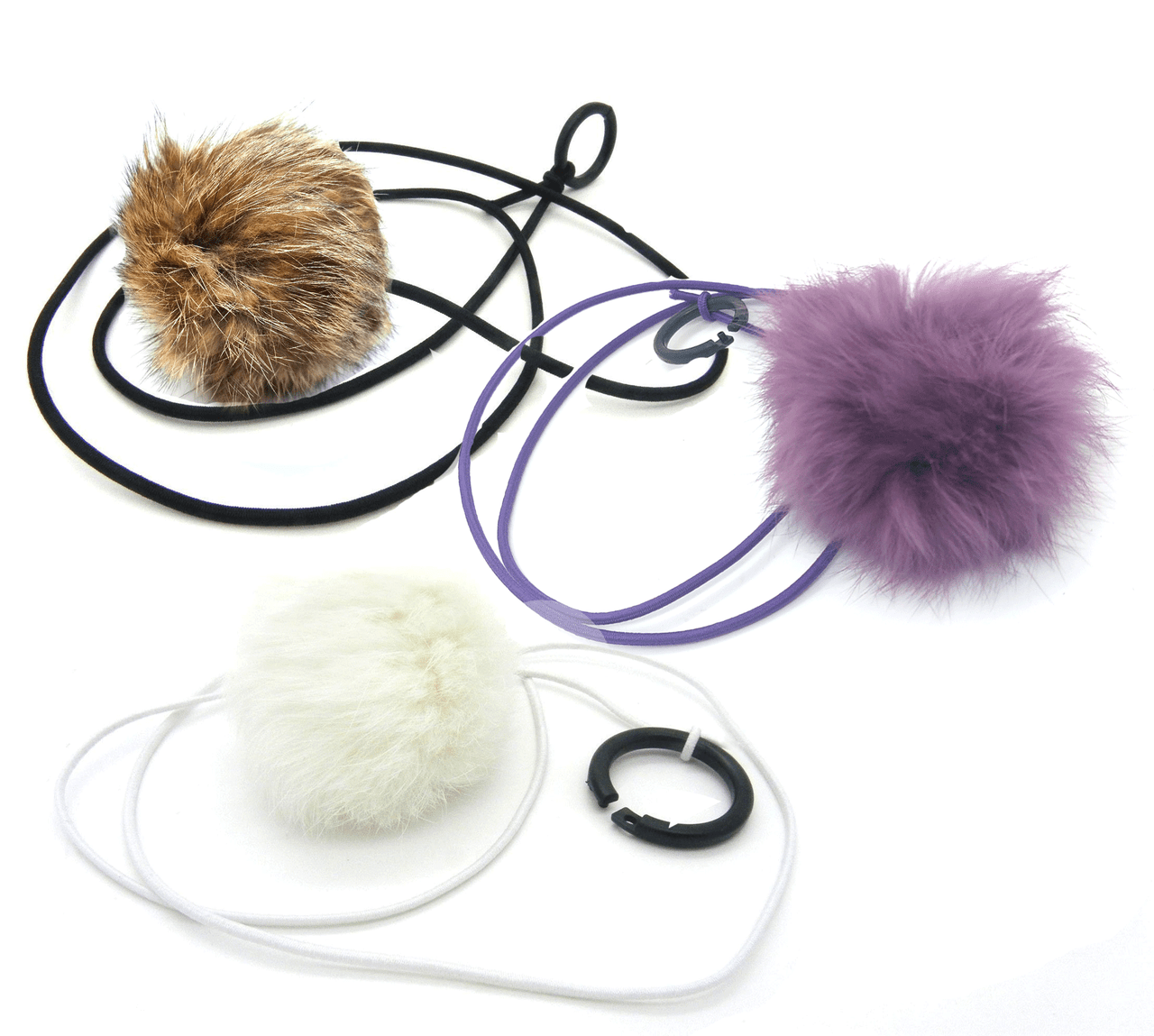 Jumbo Rabbit Fur Pom Pom Ball String Cat Toy